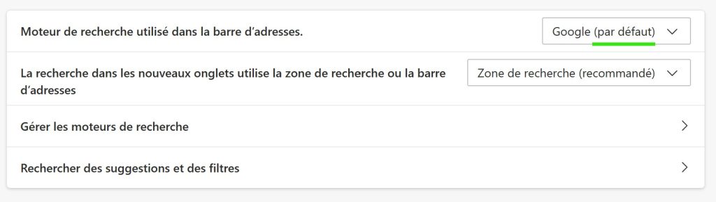Comment définir le moteur de recherche par défaut dans Edge