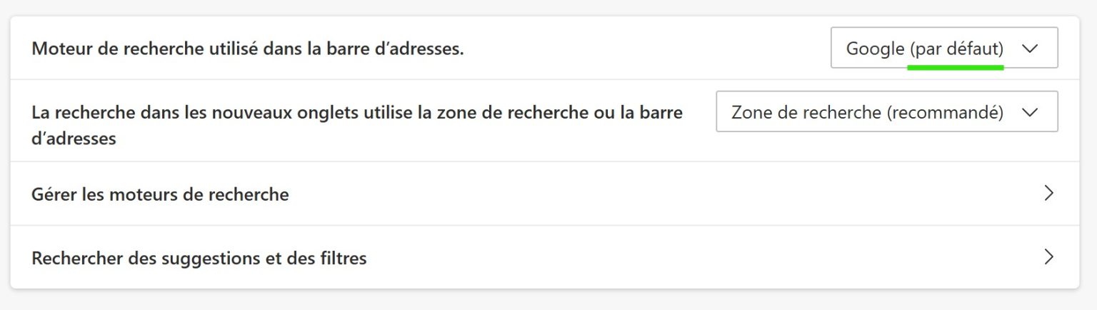 Comment définir le moteur de recherche par défaut dans Edge