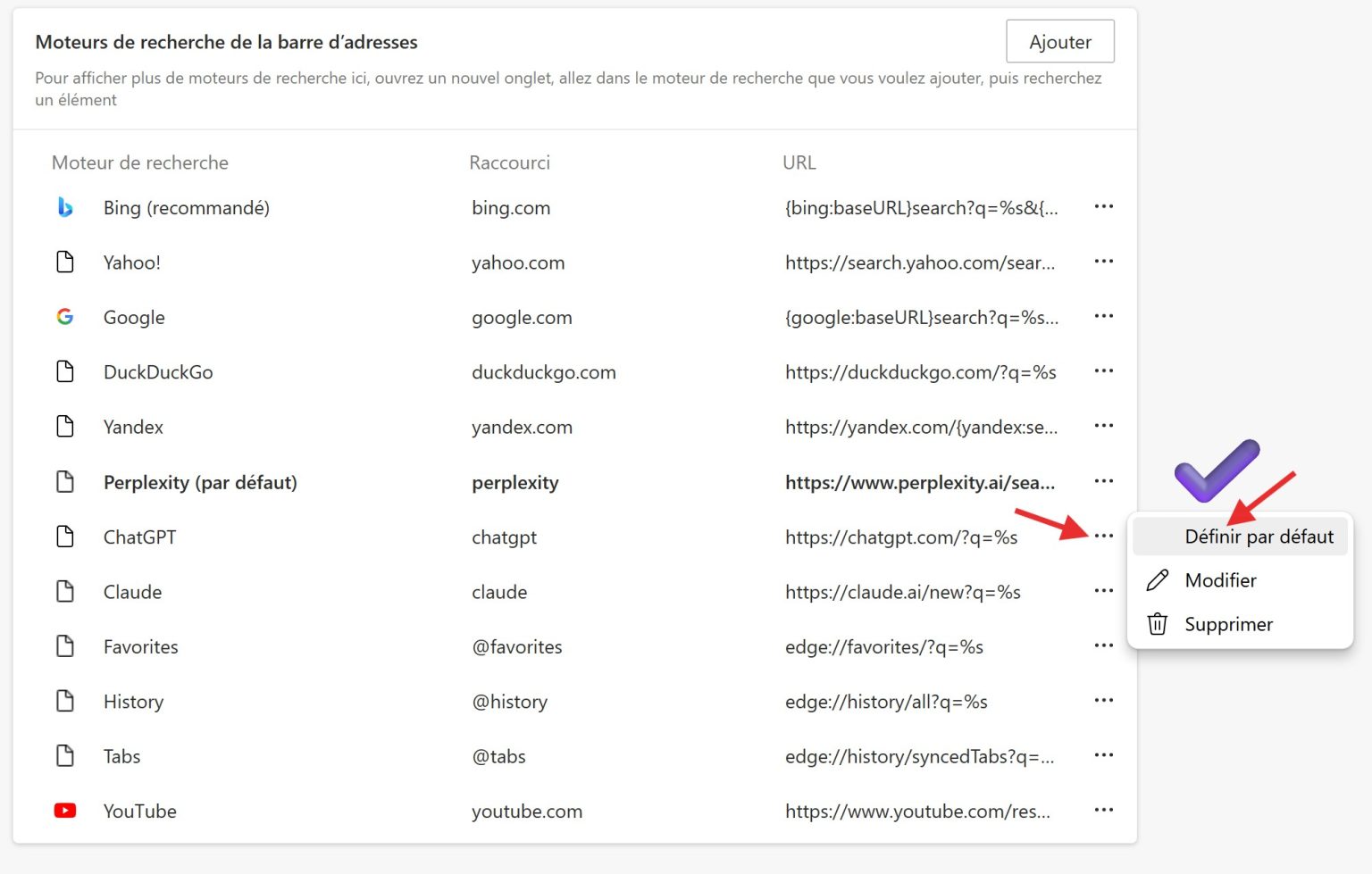 Comment définir le moteur de recherche par défaut dans Edge