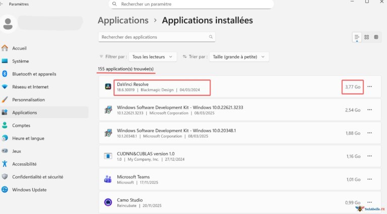 Comment voir l'espace occupé par les applications dans Windows 11 ...